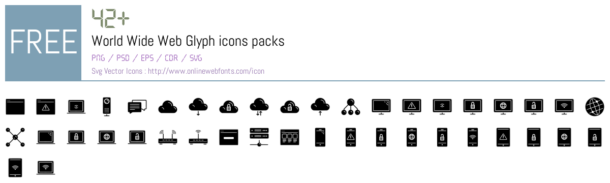 +42 World Wide Web Glyph Icons Packs Free Downloads - OnlineWebFonts.COM