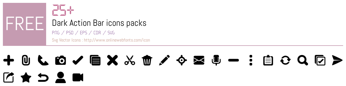 +25 Dark Action Bar Icons Packs Free Downloads - OnlineWebFonts.COM