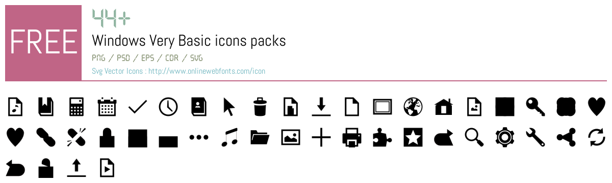 +44 Windows Very Basic Icons Packs Free Downloads - OnlineWebFonts.COM