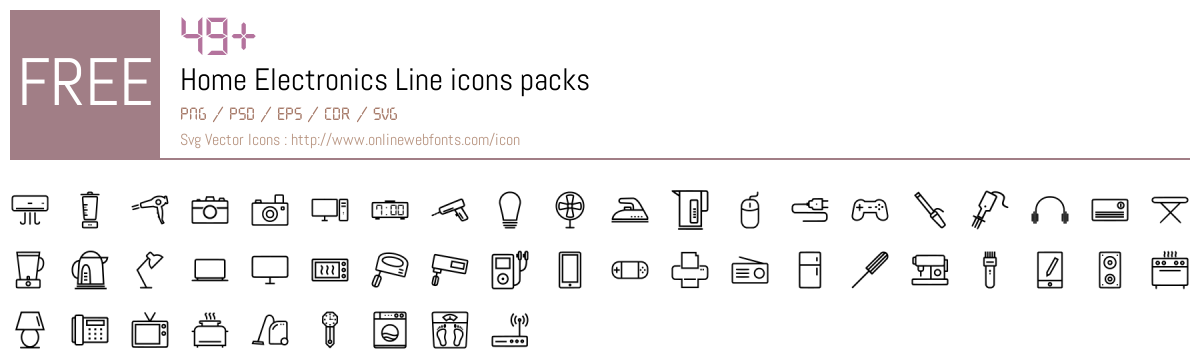 +50 Home Electronics Line Icons Packs Free Downloads - OnlineWebFonts.COM