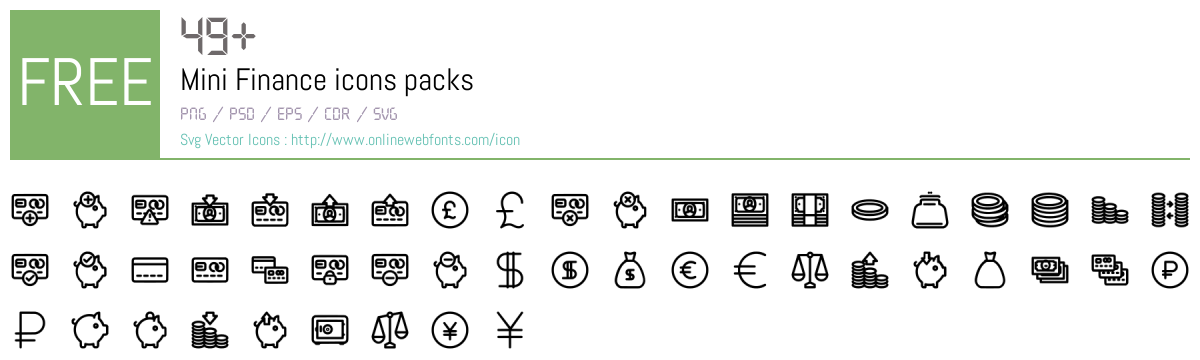 +49 Mini Finance Icons Packs Free Downloads - OnlineWebFonts.COM
