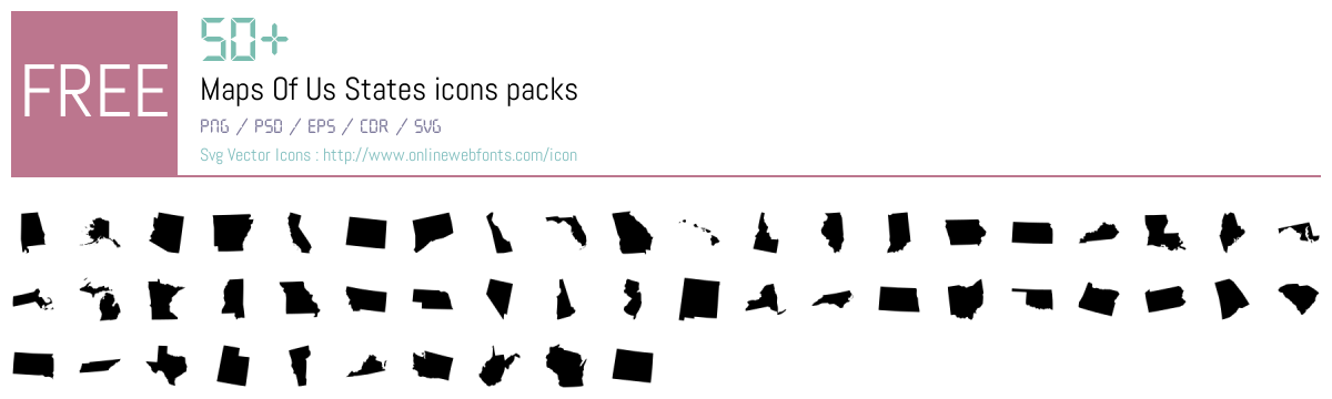 +50 Maps Of Us States Icons Packs Free Downloads - OnlineWebFonts.COM