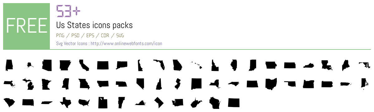 +53 Us States Icons Packs Free Downloads - OnlineWebFonts.COM
