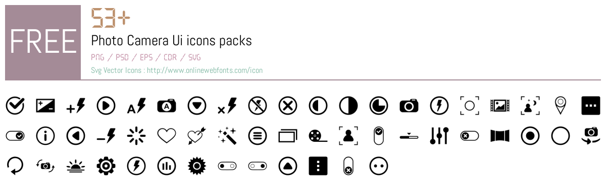 +53 Photo Camera Ui Icons Packs Free Downloads - OnlineWebFonts.COM
