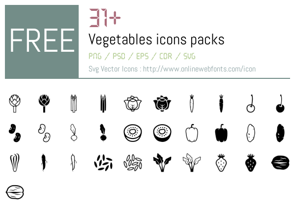 +31 Vegetables Icons Packs Free Downloads - OnlineWebFonts.COM