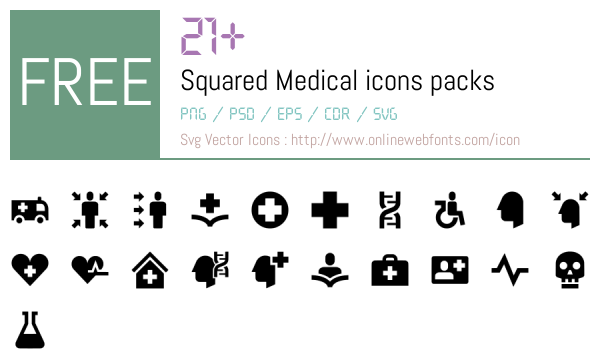 +21 Squared Medical Icons Packs Free Downloads - OnlineWebFonts.COM