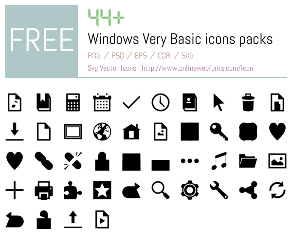 +44 Windows Very Basic Icons Packs Free Downloads - OnlineWebFonts.COM