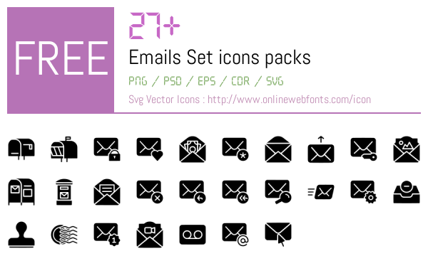 +27 Emails Set Icons Packs Free Downloads - OnlineWebFonts.COM