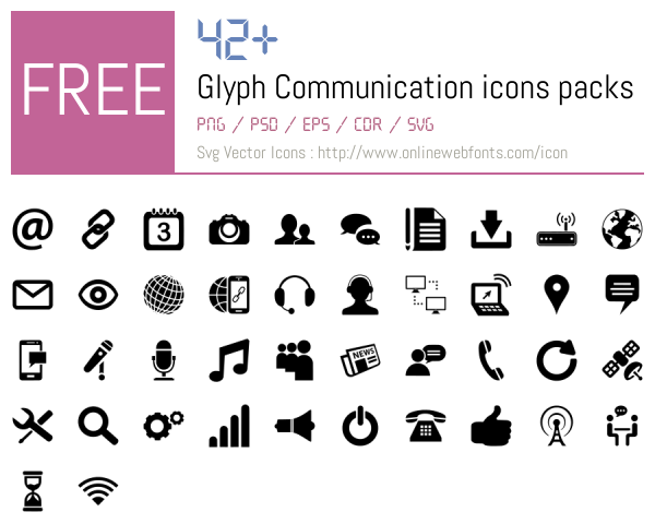 +42 Glyph Communication Icons Packs Free Downloads - OnlineWebFonts.COM