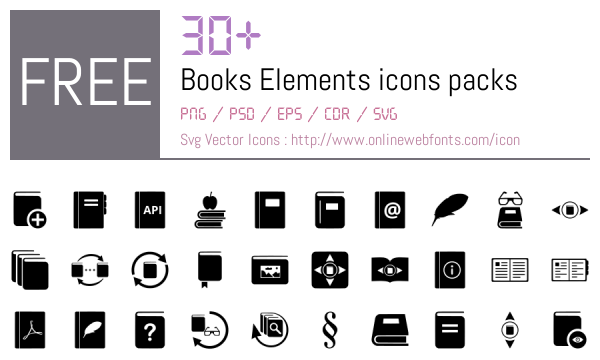 +30 Books Elements Icons Packs Free Downloads - OnlineWebFonts.COM