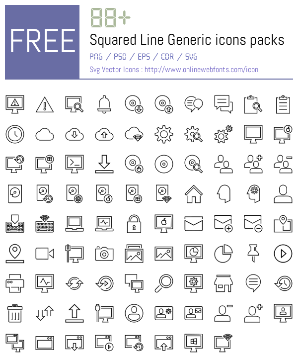 +88 Squared Line Generic Icons Packs Free Downloads - OnlineWebFonts.COM