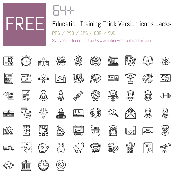 +64 Education Training Thick Version Icons Packs Free Downloads ...