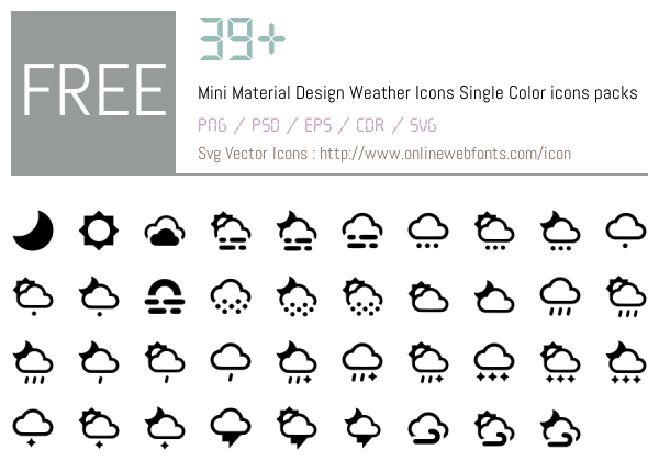 +39 Mini Material Design Weather Icons Single Color Icons Packs Free ...