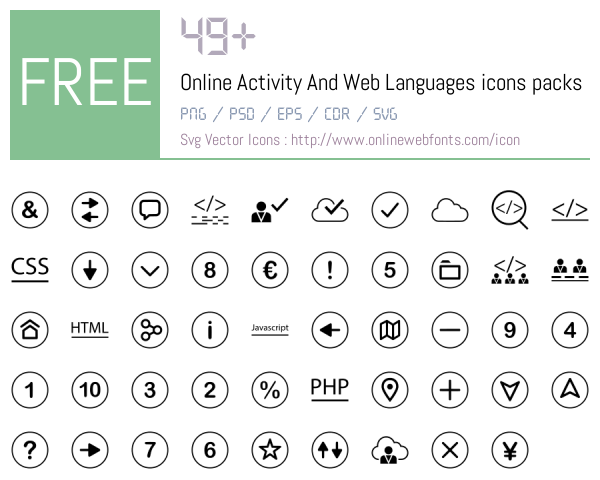 +49 Online Activity And Web Languages Icons Packs Free Downloads ...