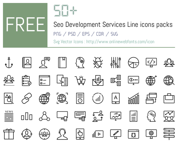 +50 Seo Development Services Line Icons Packs Free Downloads ...