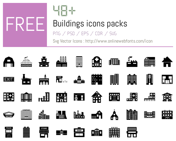 +48 Buildings Icons Packs Free Downloads - OnlineWebFonts.COM