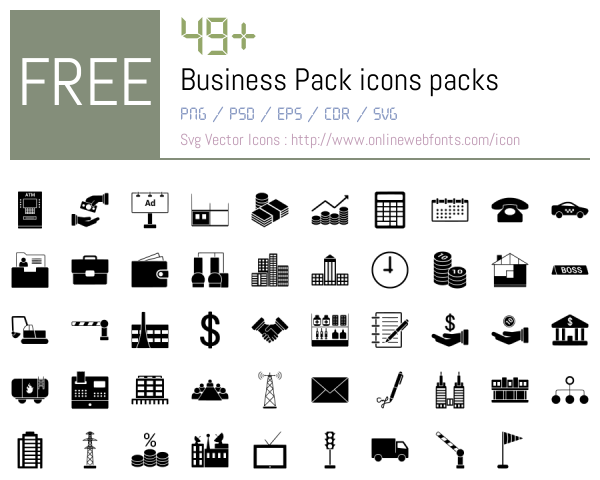 +49 Business Pack Icons Packs Free Downloads - OnlineWebFonts.COM