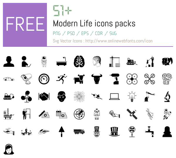 +51 Modern Life Icons Packs Free Downloads - OnlineWebFonts.COM