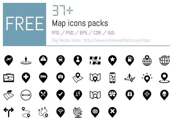+37 Map Icons Packs Free Downloads - OnlineWebFonts.COM