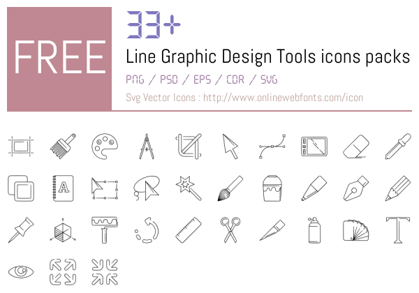 +33 Line Graphic Design Tools Icons Packs Free Downloads ...