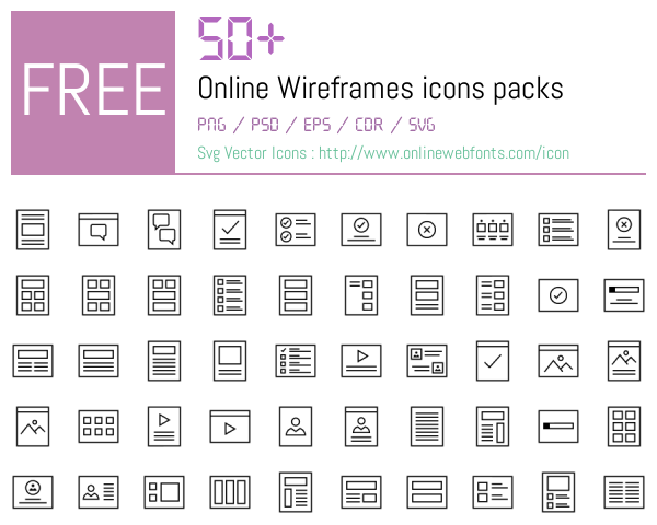 +50 Online Wireframes Icons Packs Free Downloads - OnlineWebFonts.COM