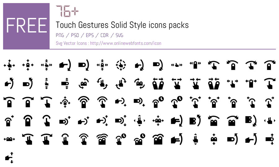 +76 Touch Gestures Solid Style Icons Packs Free Downloads ...