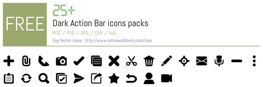 +25 Dark Action Bar Icons Packs Free Downloads - OnlineWebFonts.COM