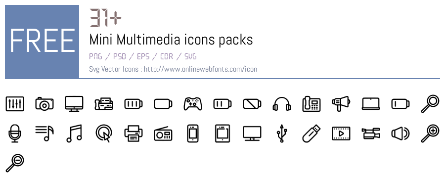 +31 Mini Multimedia Icons Packs Free Downloads - OnlineWebFonts.COM