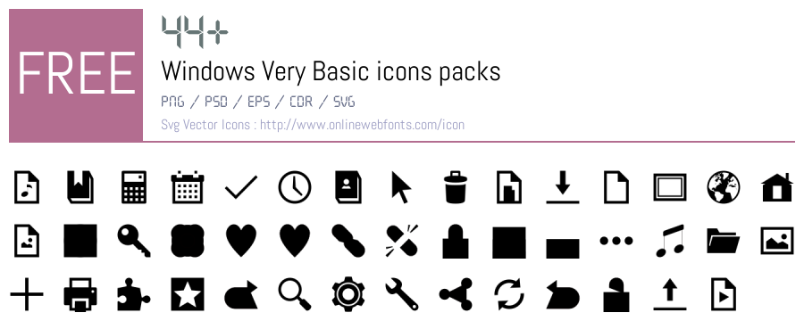 +44 Windows Very Basic Icons Packs Free Downloads - OnlineWebFonts.COM