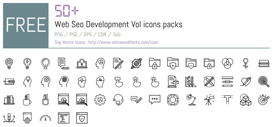 +50 Web Seo Development Vol Icons Packs Free Downloads - OnlineWebFonts.COM
