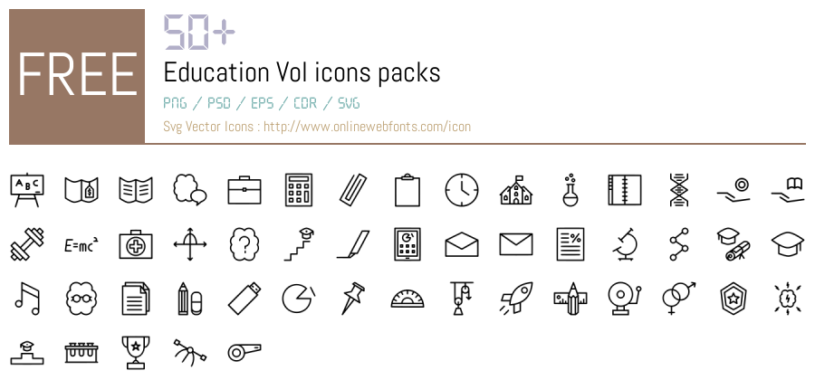 +50 Education Vol Icons Packs Free Downloads - OnlineWebFonts.COM