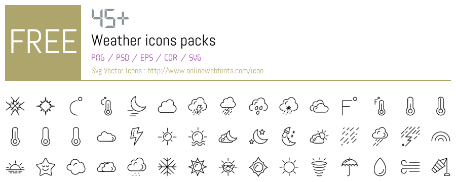 +45 Weather Icons Packs Free Downloads - OnlineWebFonts.COM