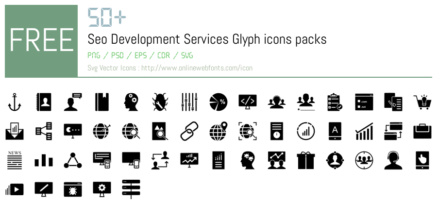 +50 Seo Development Services Glyph Icons Packs Free Downloads ...