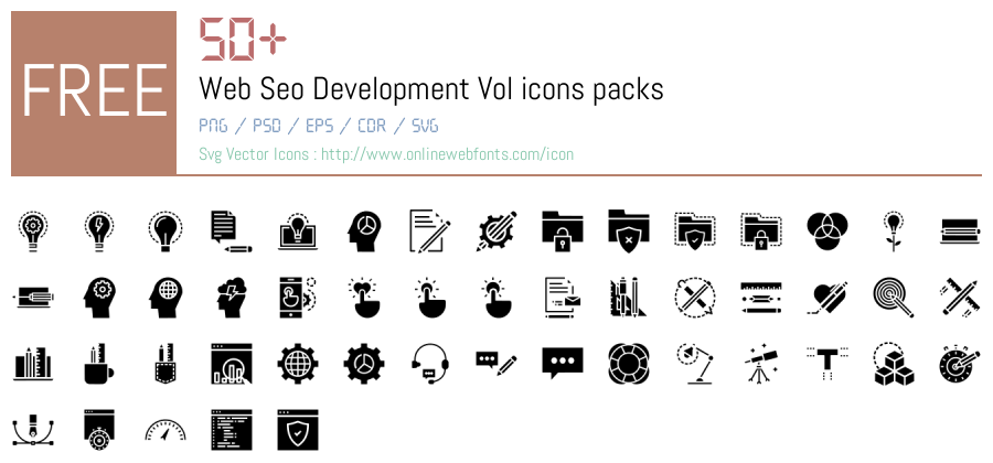 +50 Web Seo Development Vol Icons Packs Free Downloads - OnlineWebFonts.COM