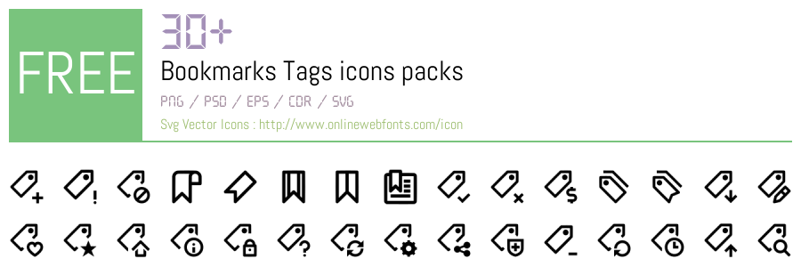 +30 Bookmarks Tags Icons Packs Free Downloads - OnlineWebFonts.COM