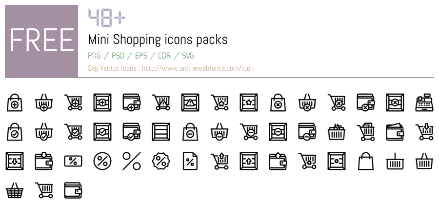+48 Mini Shopping Icons Packs Free Downloads - OnlineWebFonts.COM