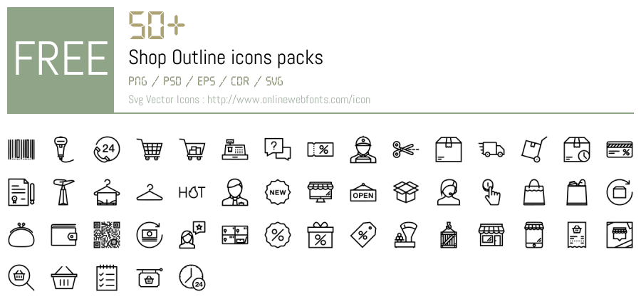 +50 Shop Outline Icons Packs Free Downloads - OnlineWebFonts.COM