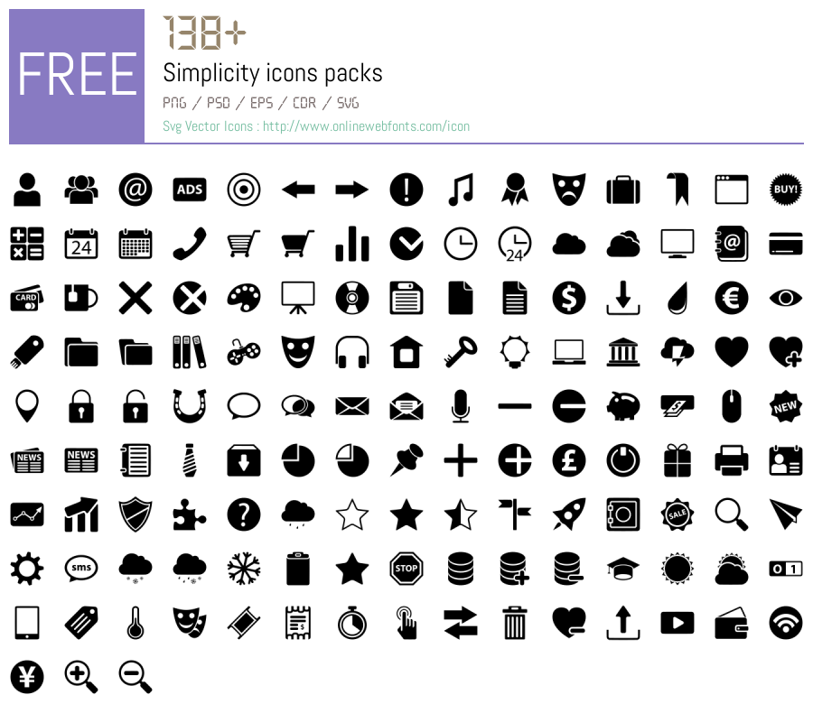 +138 Simplicity Icons Packs Free Downloads - OnlineWebFonts.COM