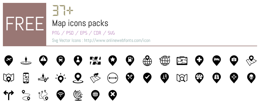 +37 Map Icons Packs Free Downloads - OnlineWebFonts.COM