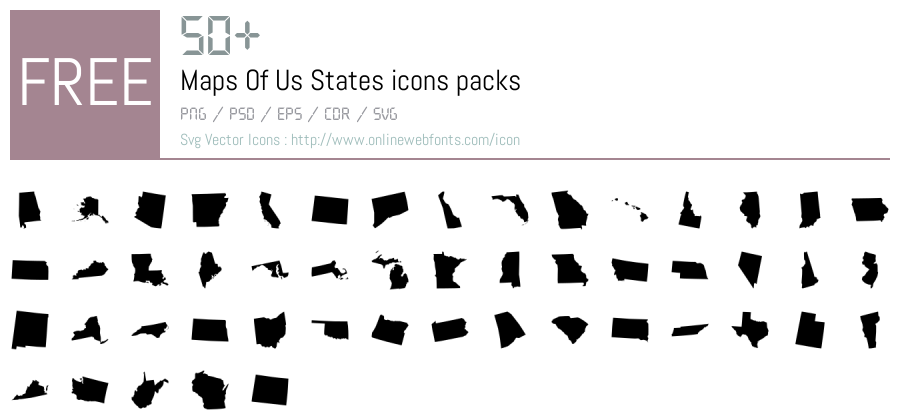 +50 Maps Of Us States Icons Packs Free Downloads - OnlineWebFonts.COM